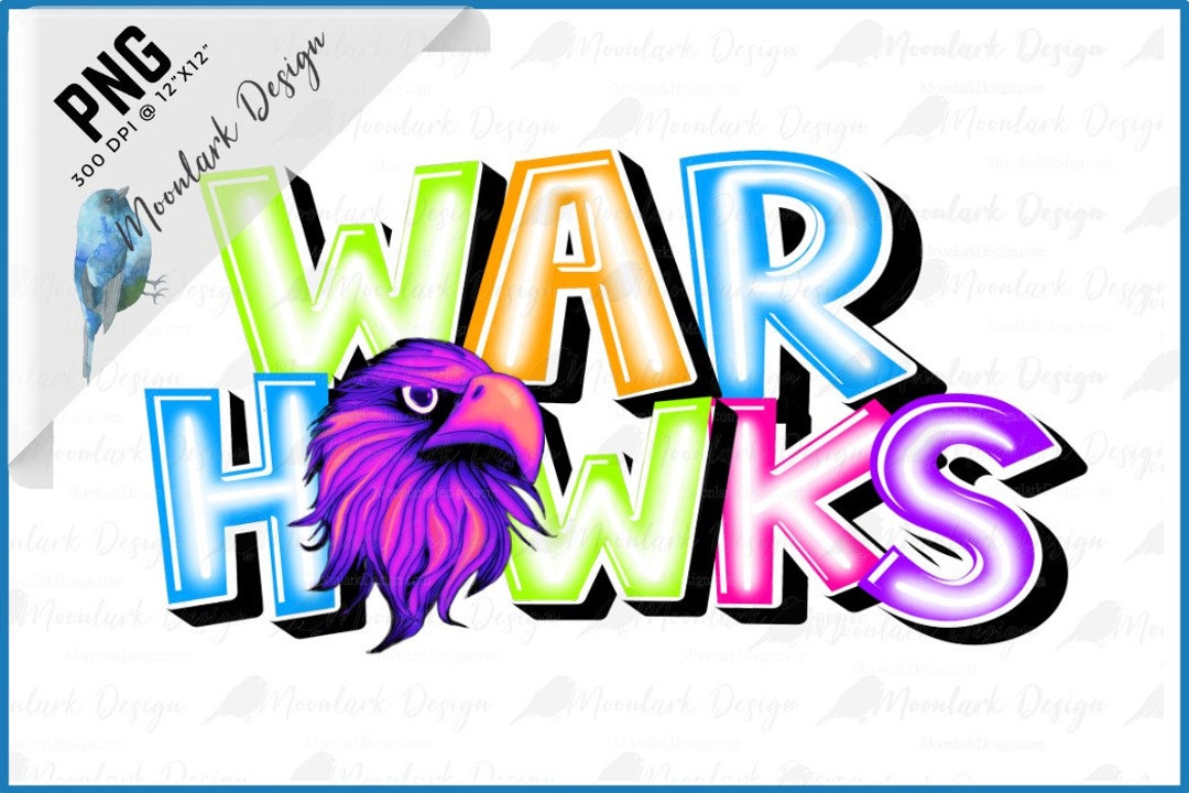 Warhawks Mascot, Neon Mascot, PNG File, Neon School Spirit, Doodle ...