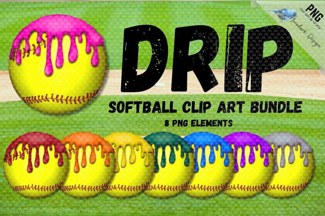 Softball Clip Art, Softball Drip Clip Art, Respect the Drip, Commercial ...