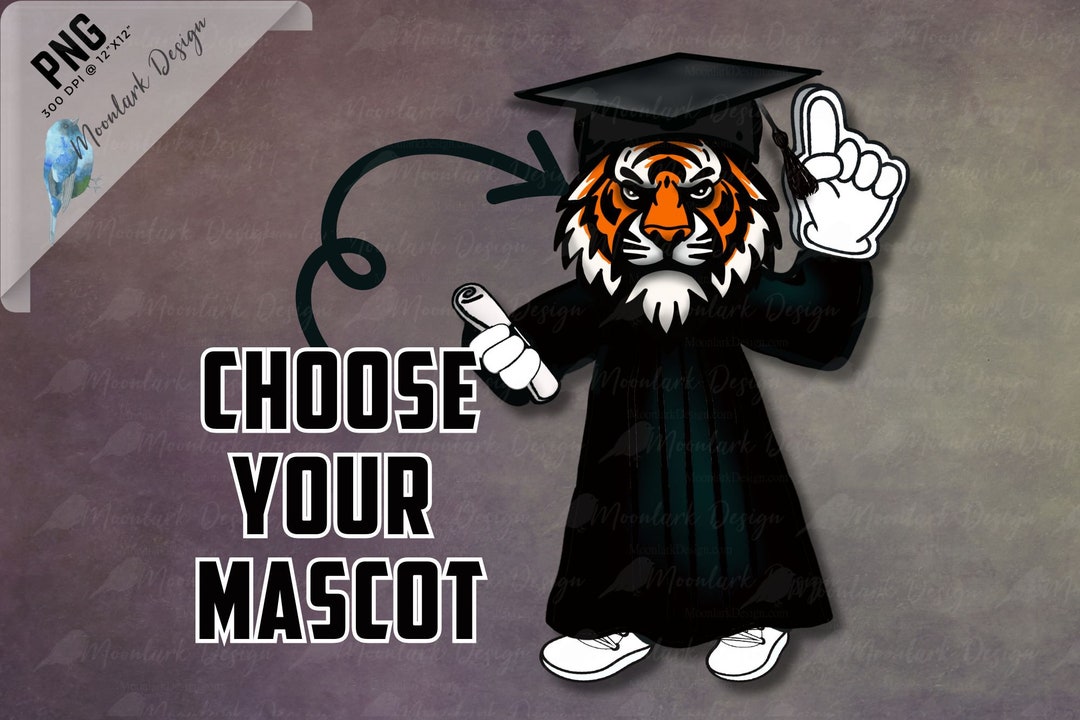 Graduation Mascot, Cap and Gown Clip Art, Mascot Graduate, Senior 2024 ...