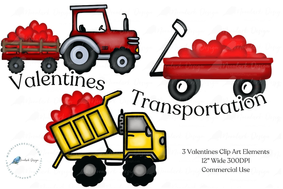 Valentines Tractor, Valentines Dump Truck, Valentines Wagon, Valentines ...