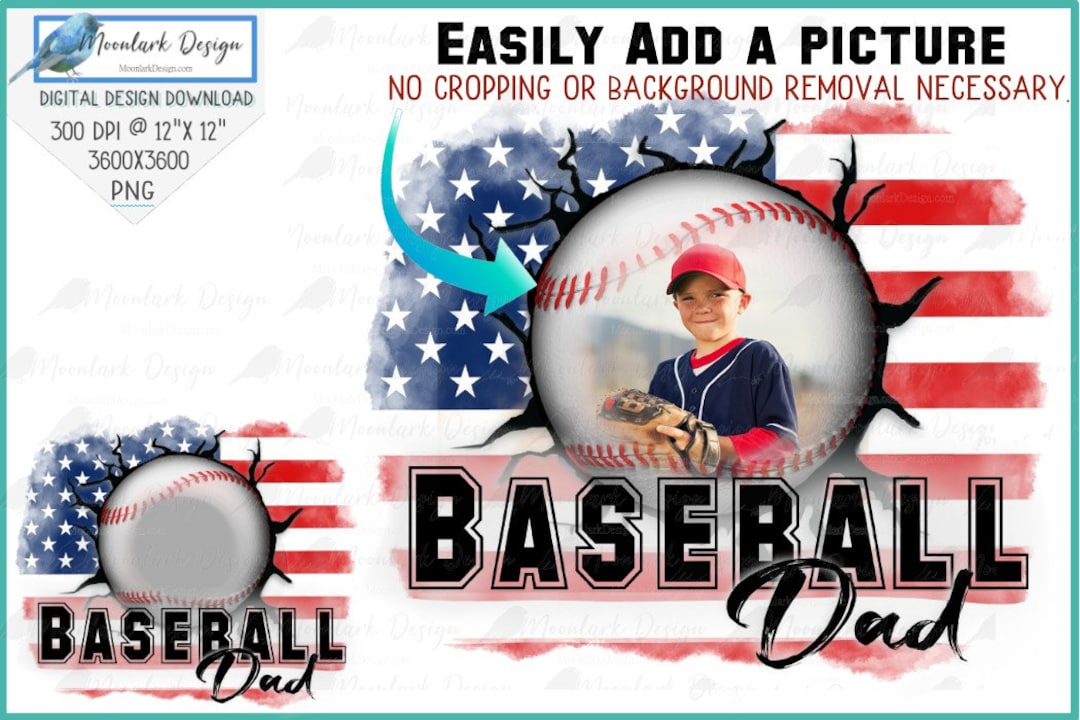 Baseball Dad, Custom Photo, Baseball Photo Template, PNG Sublimation ...