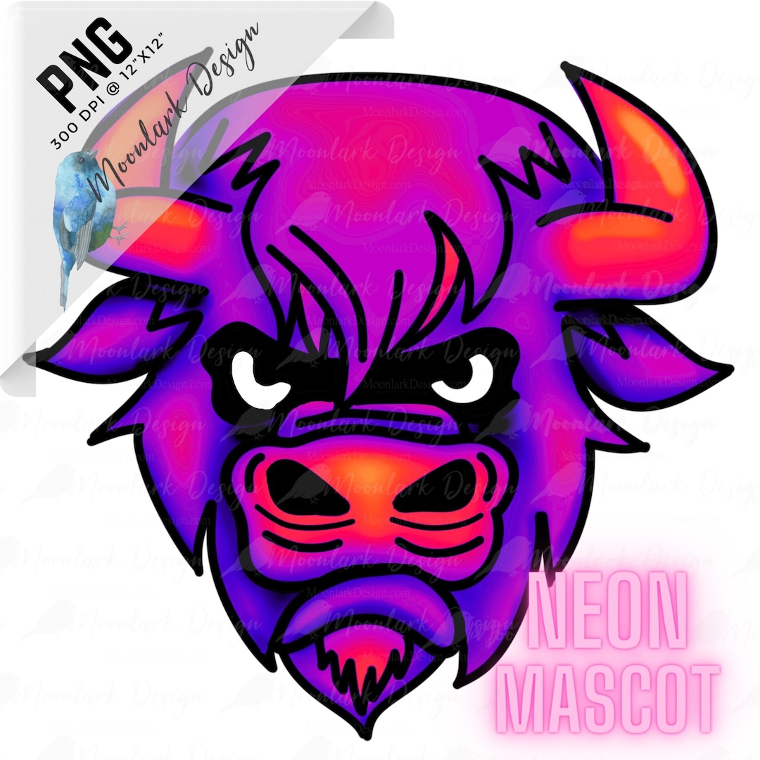 Neon Mascot, Buffalo Mascot, Buffalo Clip Art, Buffalo PNG, School ...