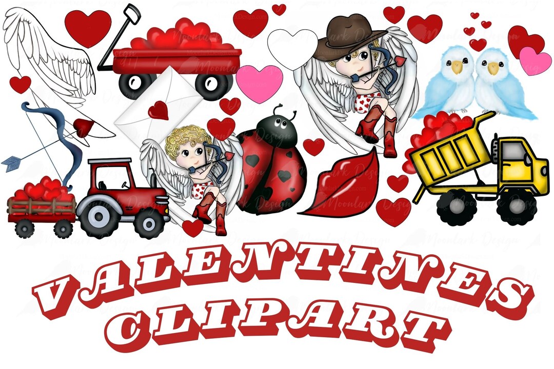 Valentines Day Clip Art Bundle, 14 PNG Elements, PNG for Sublimation ...