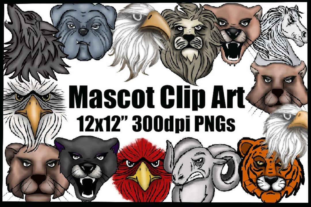 Mascot PNG Bundle, 14 Common Mascots, Commercial Use, Bulldogs, Eagles ...