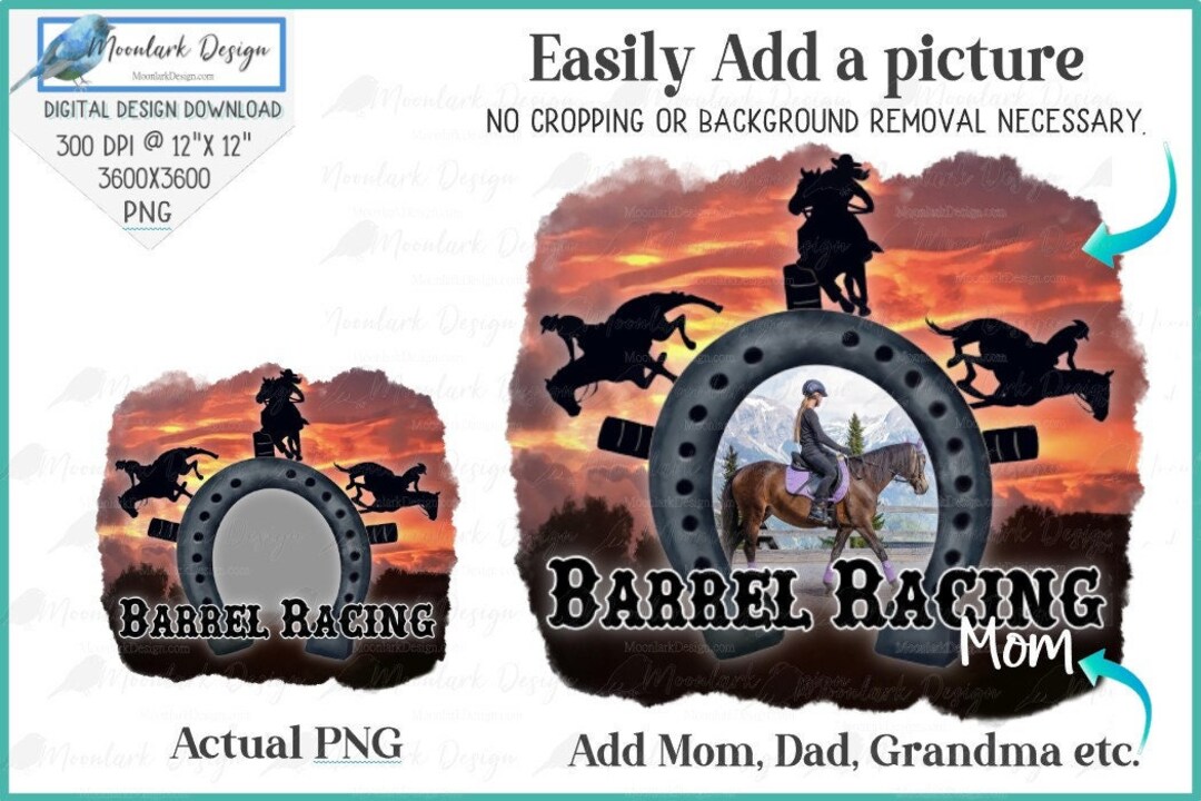 Barrel Racing PNG, Custom Photo, Horse Photo Blank, PNG for Sublimation ...