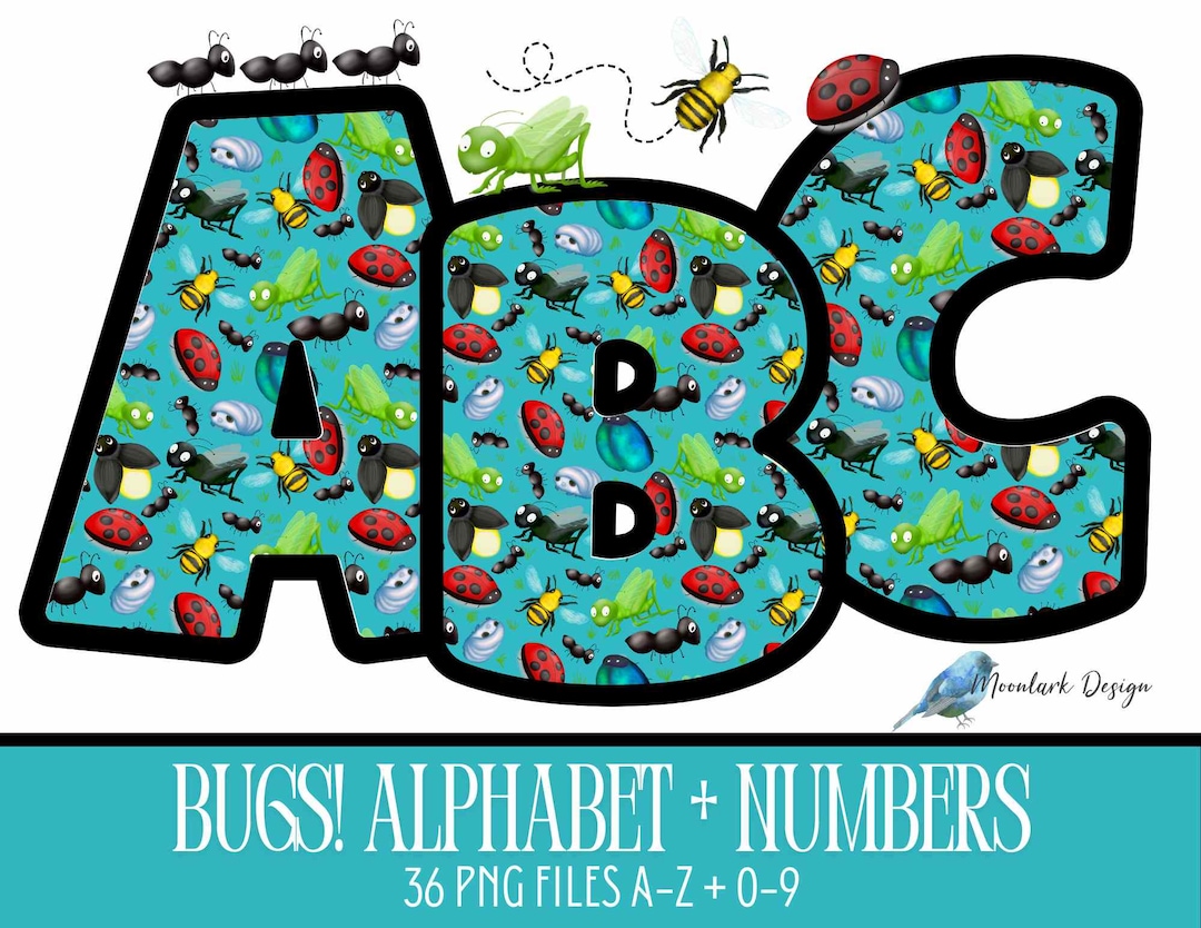Bugs Alphabet Letters, Bug Numbers, Ladybug, Grasshopper, Lightning Bug ...