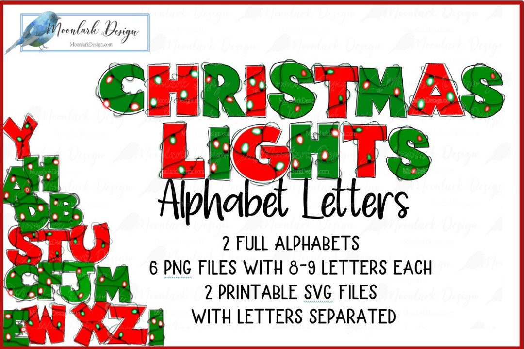 Christmas Lights Alphabet Christmas Letters Doodle Letters - Etsy