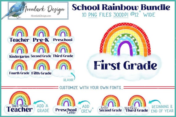 Rainbow School Grade Rainbow Teacher Preschool Prek - Etsy