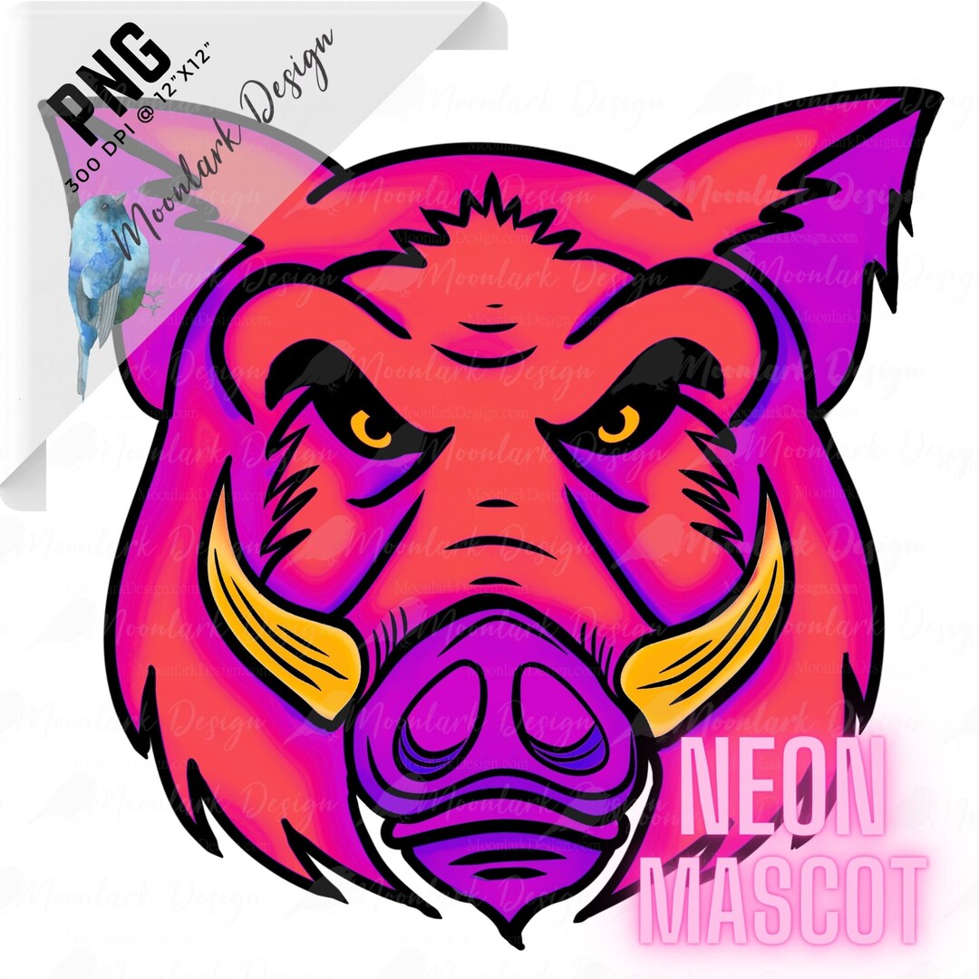 Neon Mascot, Boar Mascot, Boar Clip Art, Boar PNG, School Pride, School ...