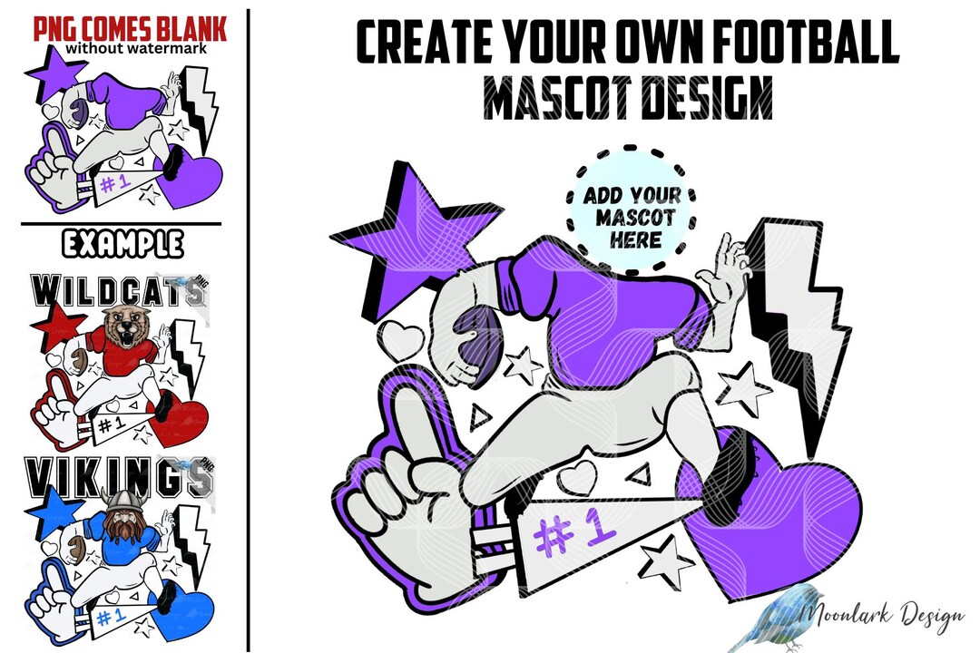 Retro Football PNG, Add Your Own Mascot, School Spirit, PNG for ...