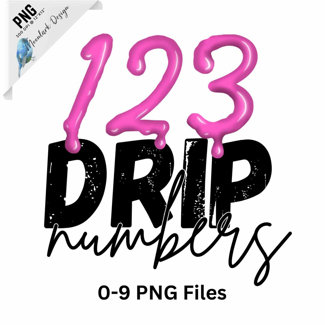 Pink Drip Numbers, Commercial Use, Slime Numbers, Dripping Numbers ...