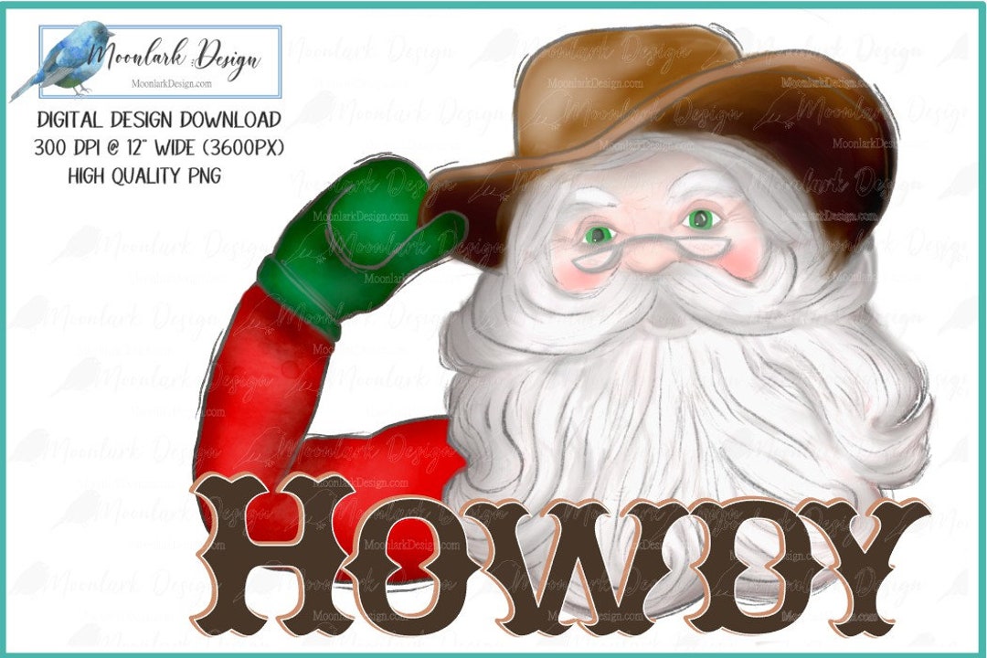 Howdy Santa, Cowboy Santa Png, Retro Christmas, Western Santa, Cowboy ...