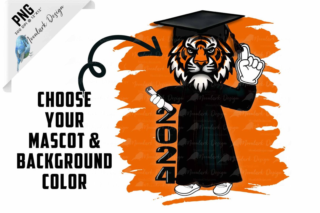 2024 Graduate PNG, Graduation Mascot, 2024 Senior, Cap and Gown, Add ...