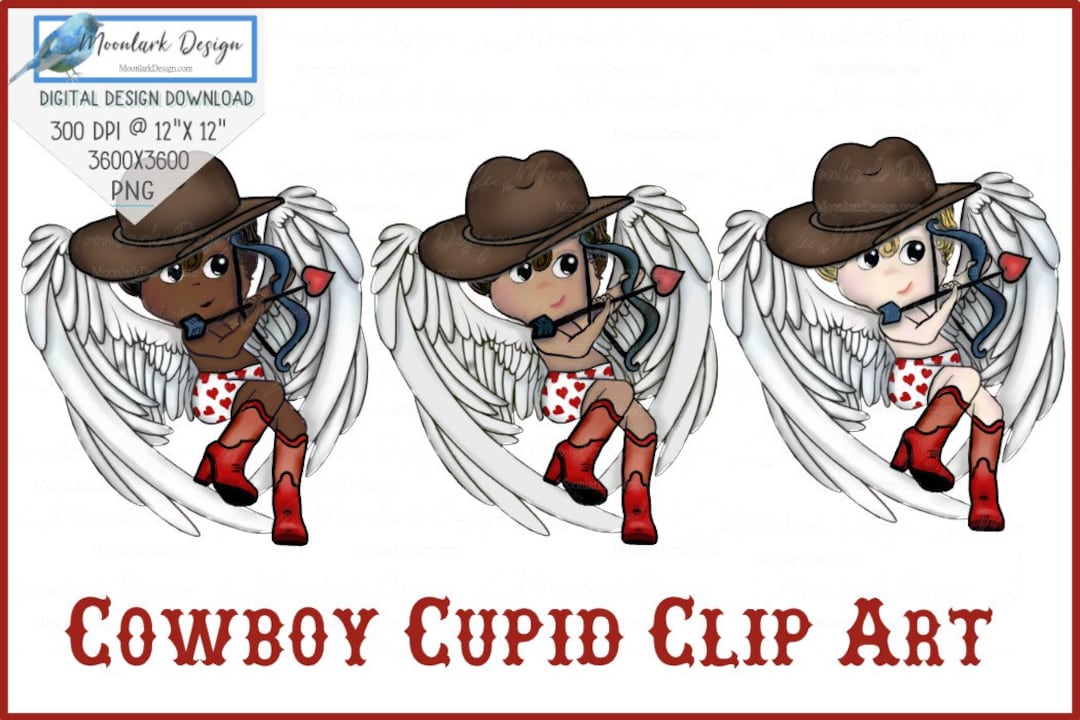 Cupid Clip Art, Valentines Day, Cowboy Cupid, Cupid in Boots, PNG ...