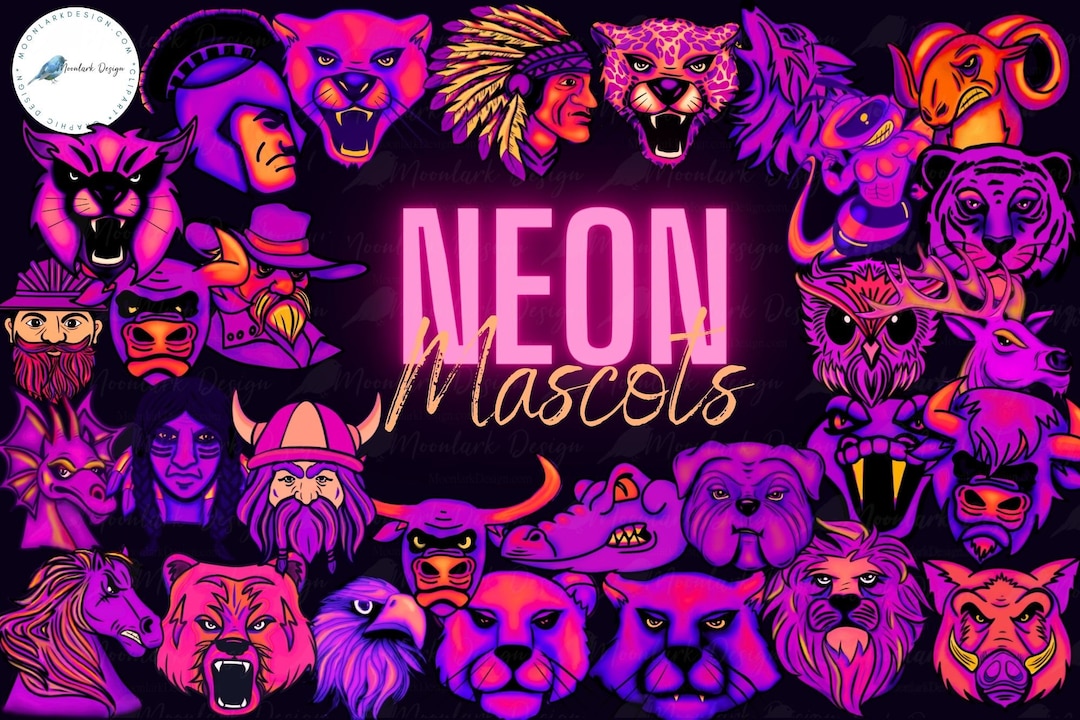 Neon Mascot PNG, 43+ Bright Mascot PNG, Mascot Clip Art, Colorful ...