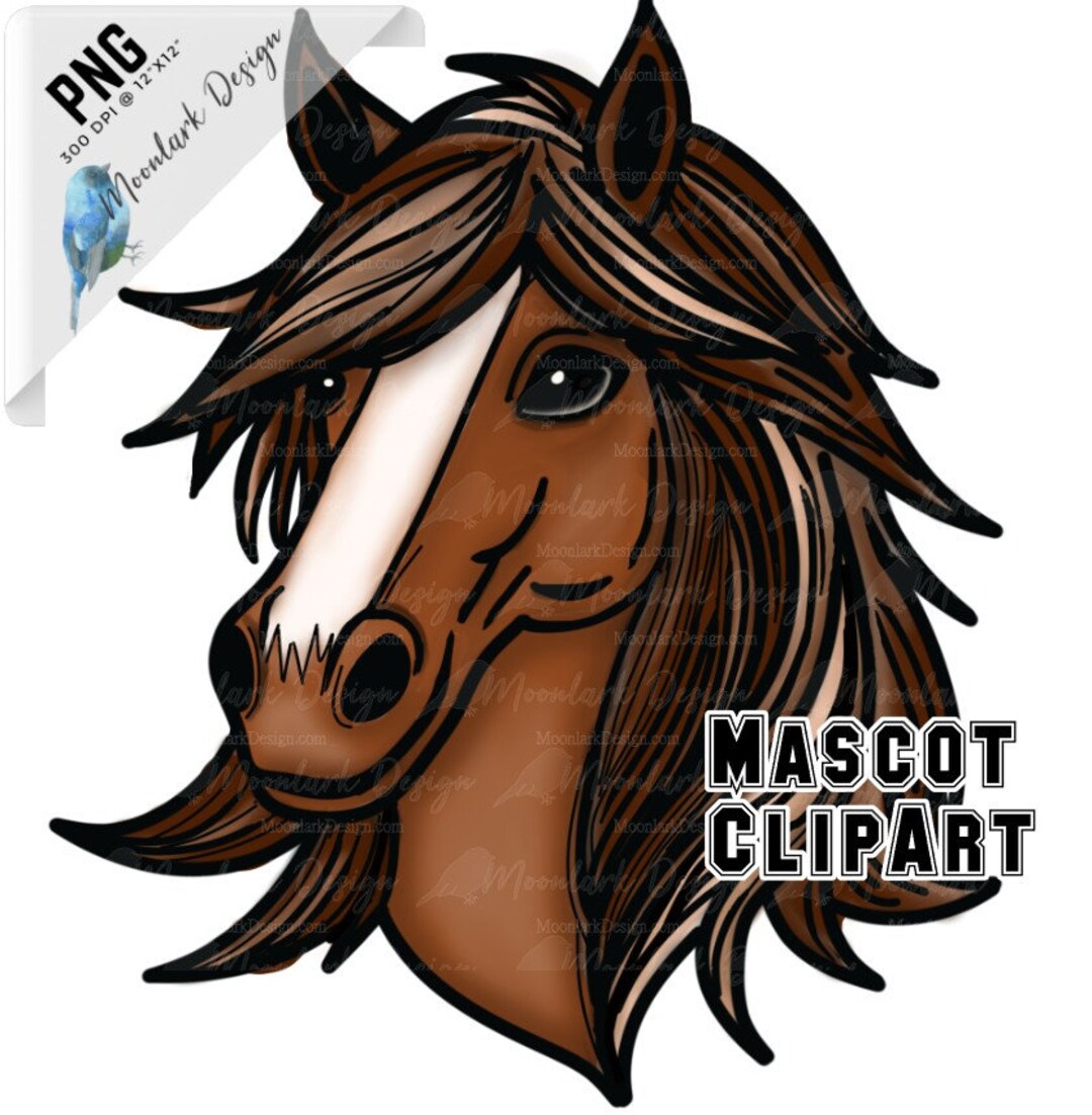 Mustangs Clip Art, School Spirit, Team Mascot, Bronco Mascot, Hand ...