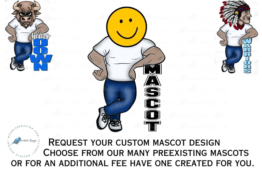 Custom Mascot Body, Leaning on Word, Your Mascot, Tee Shirt and Jeans ...