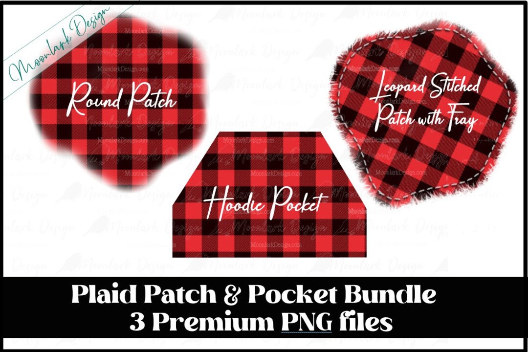 Plaid Hoodie Pocket, Plaid Patches, Stitched Patches, Bleach Patches ...