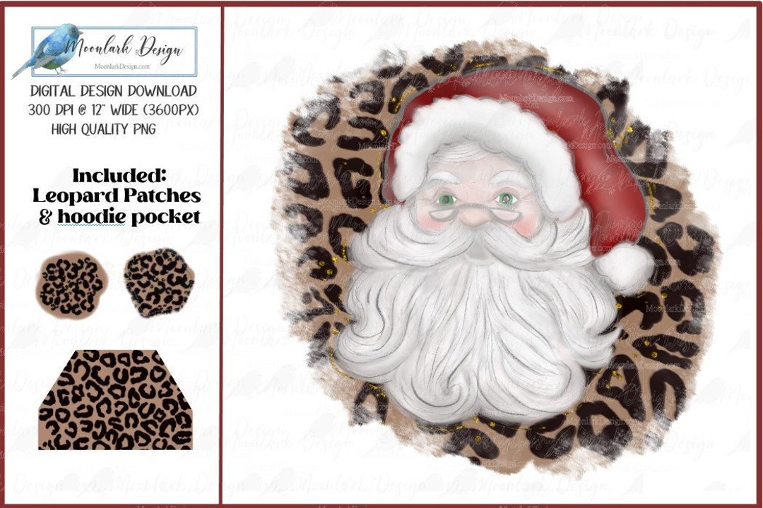 Leopard Santa PNG, Watercolor Santa, Leopard Christmas, Christmas Santa ...