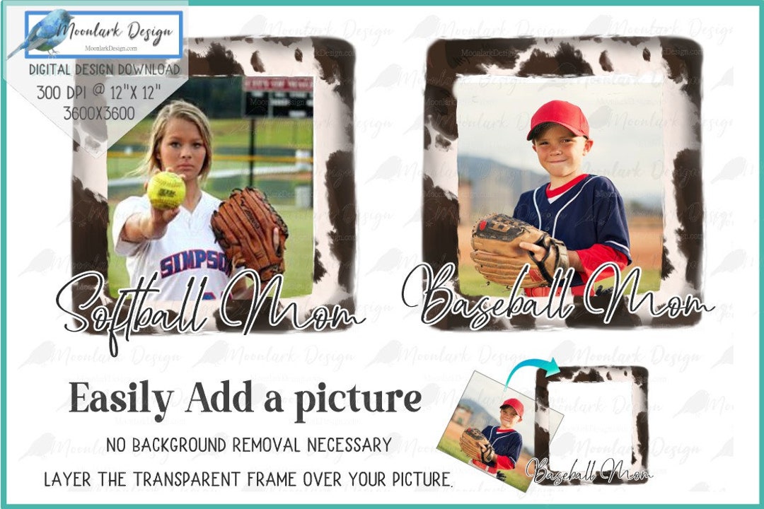 Softball Mom, Baseball Mom, Cow Print Frame, Baseball Photo Template ...