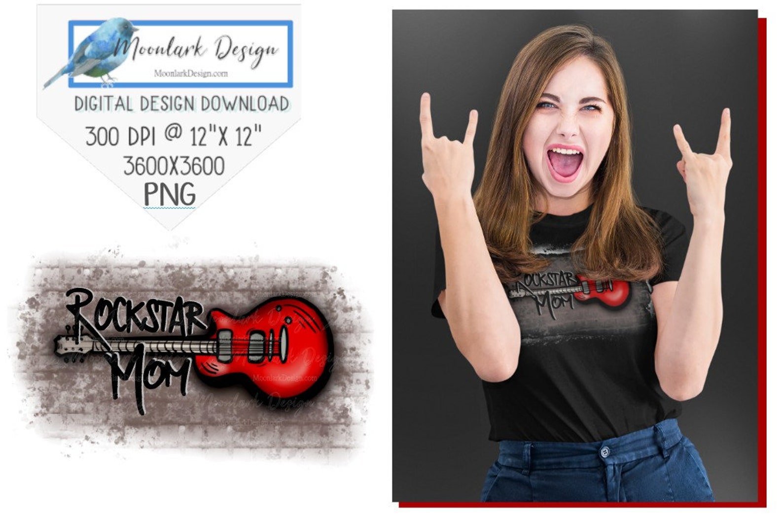 Rockstar Mom PNG Mom Life Rocker Mom Rock N Roll Guitar | Etsy