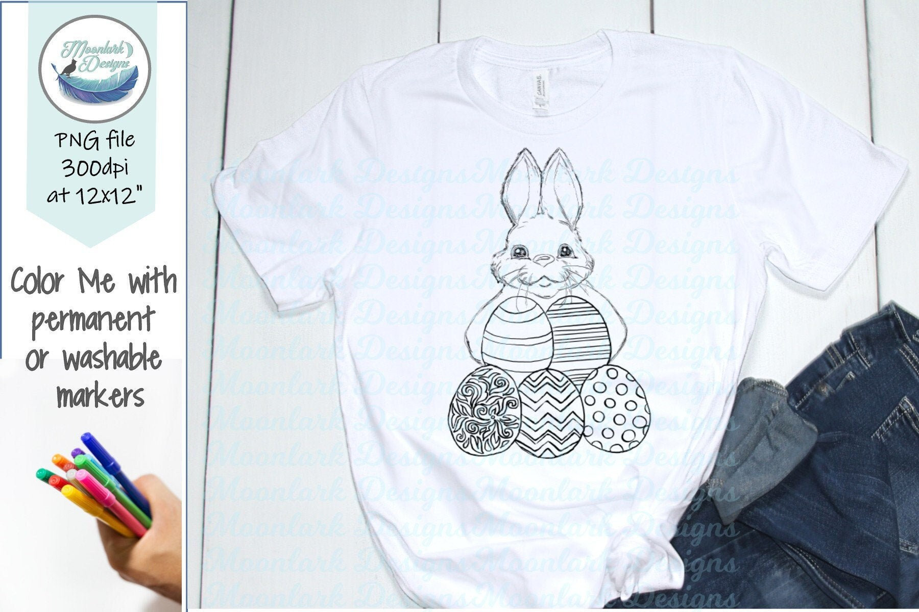 Color Me, Easter Coloring Shirt Png, Bunny and Eggs, Printable Easter ...