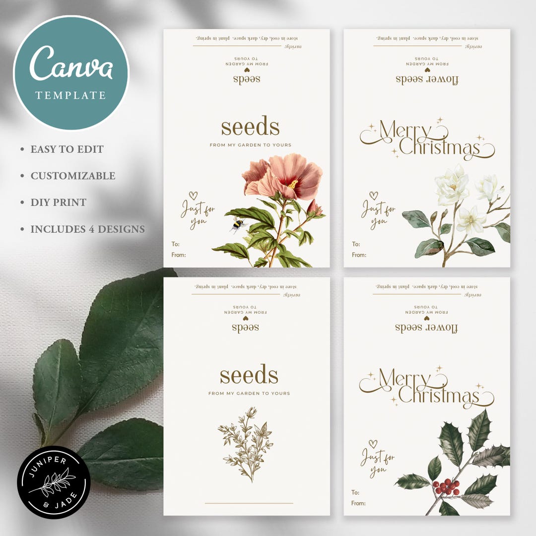 Gift Flower Seed Packet Labels - Canva Template - Editable DIY ...