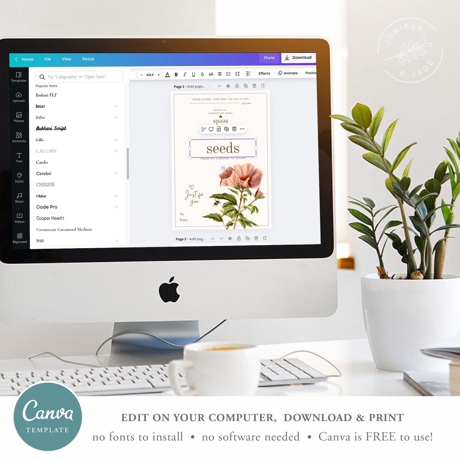 Gift Flower Seed Packet Labels - Canva Template - Editable DIY ...