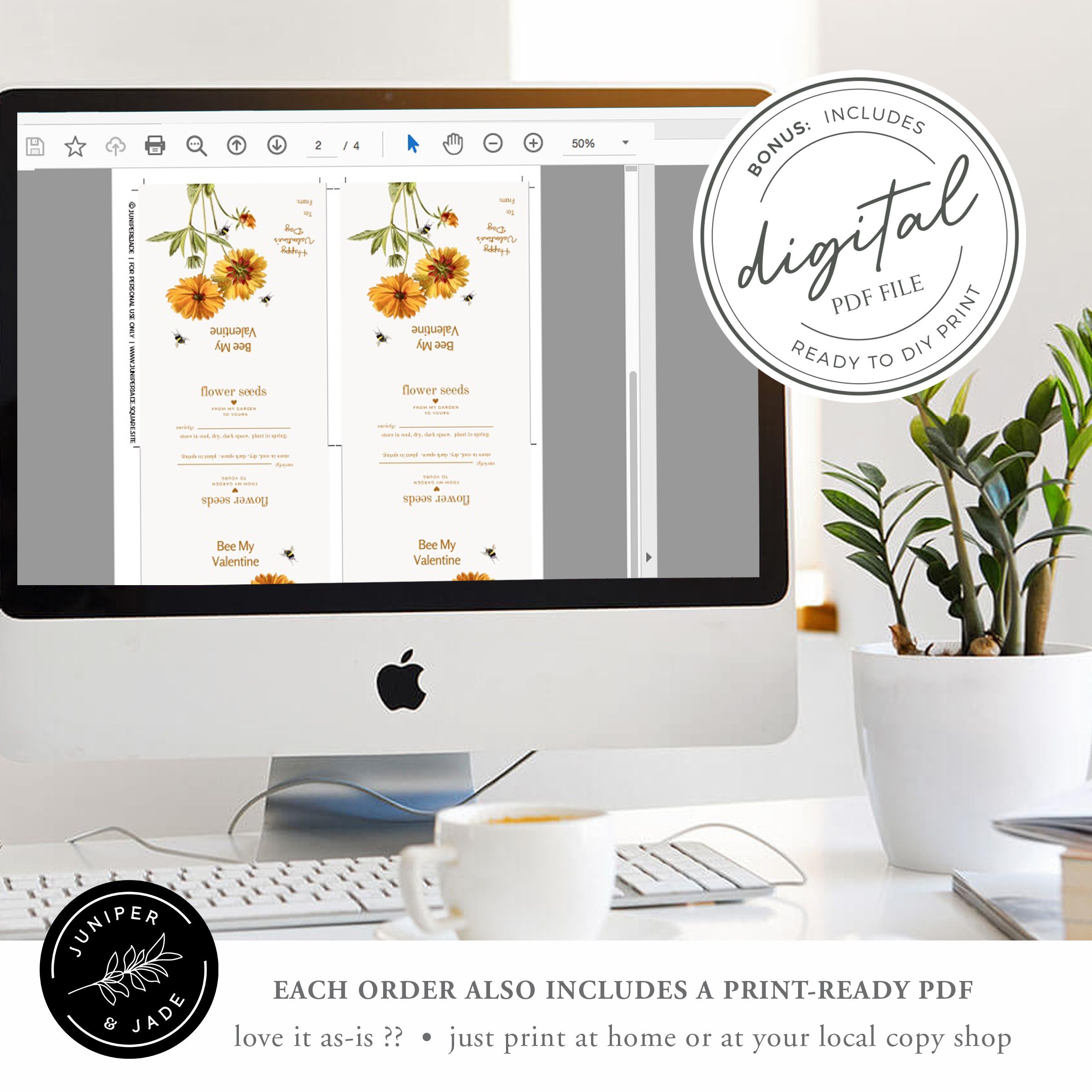 Valentine's Flower Seed Packet Label Canva Editable & Printable ...