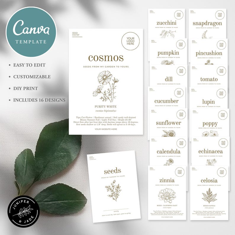 EDITABLE Garden Seed Pack Label /card - Canva Template (flower ...