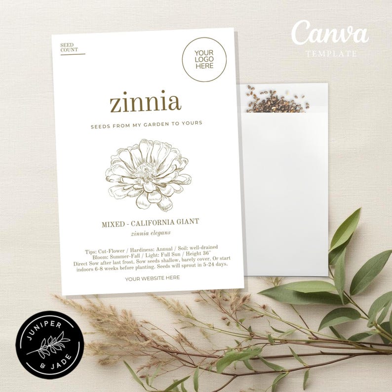 EDITABLE Garden Seed Pack Label /card - Canva Template (flower ...