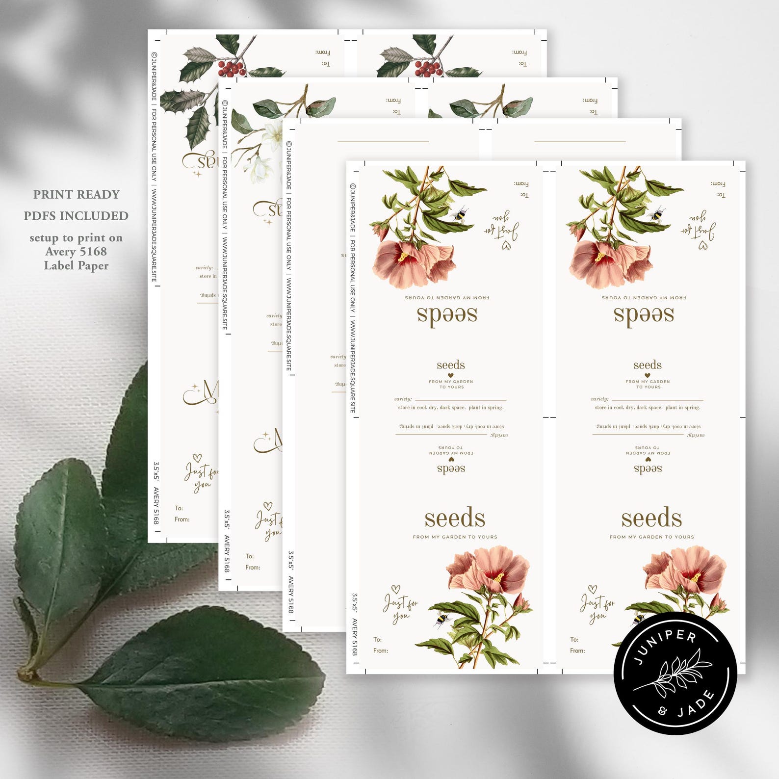Gift Flower Seed Packet Labels - Canva Template - Editable DIY ...