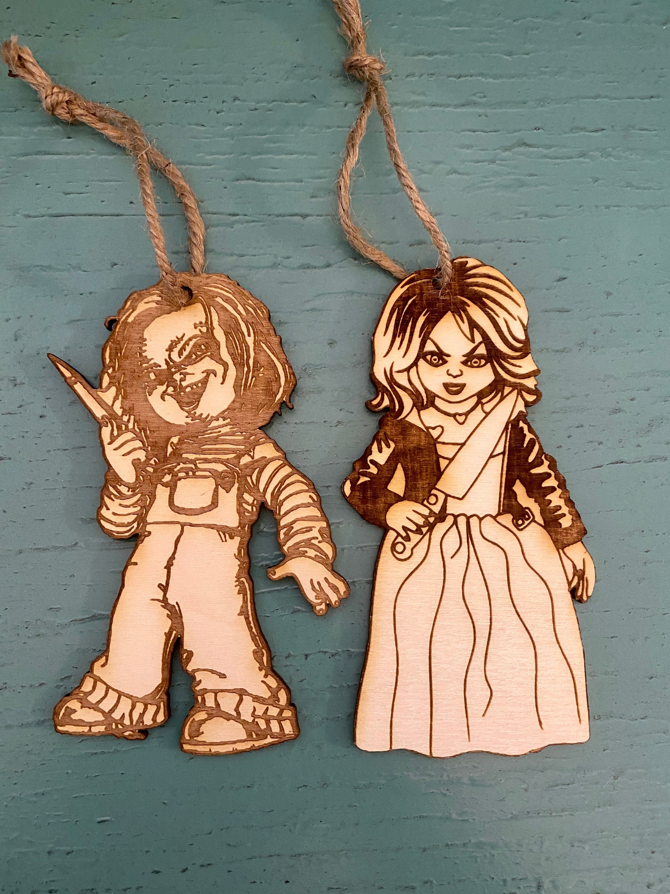 Chucky & Bride of Chucky Tiffany Christmas Ornaments Handmade - Etsy