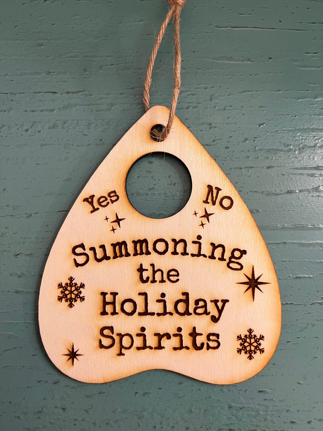 Summoning the Holiday Spirits Planchette, Ouija Wood Laser Engraved ...