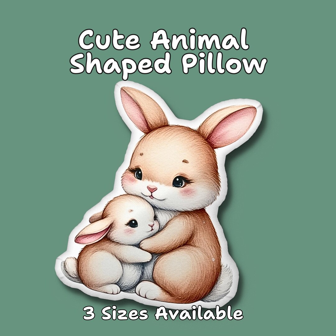 Bunny Rabbit & Baby, Cute Animal Shaped Pillow, Baby Animals Pillow ...