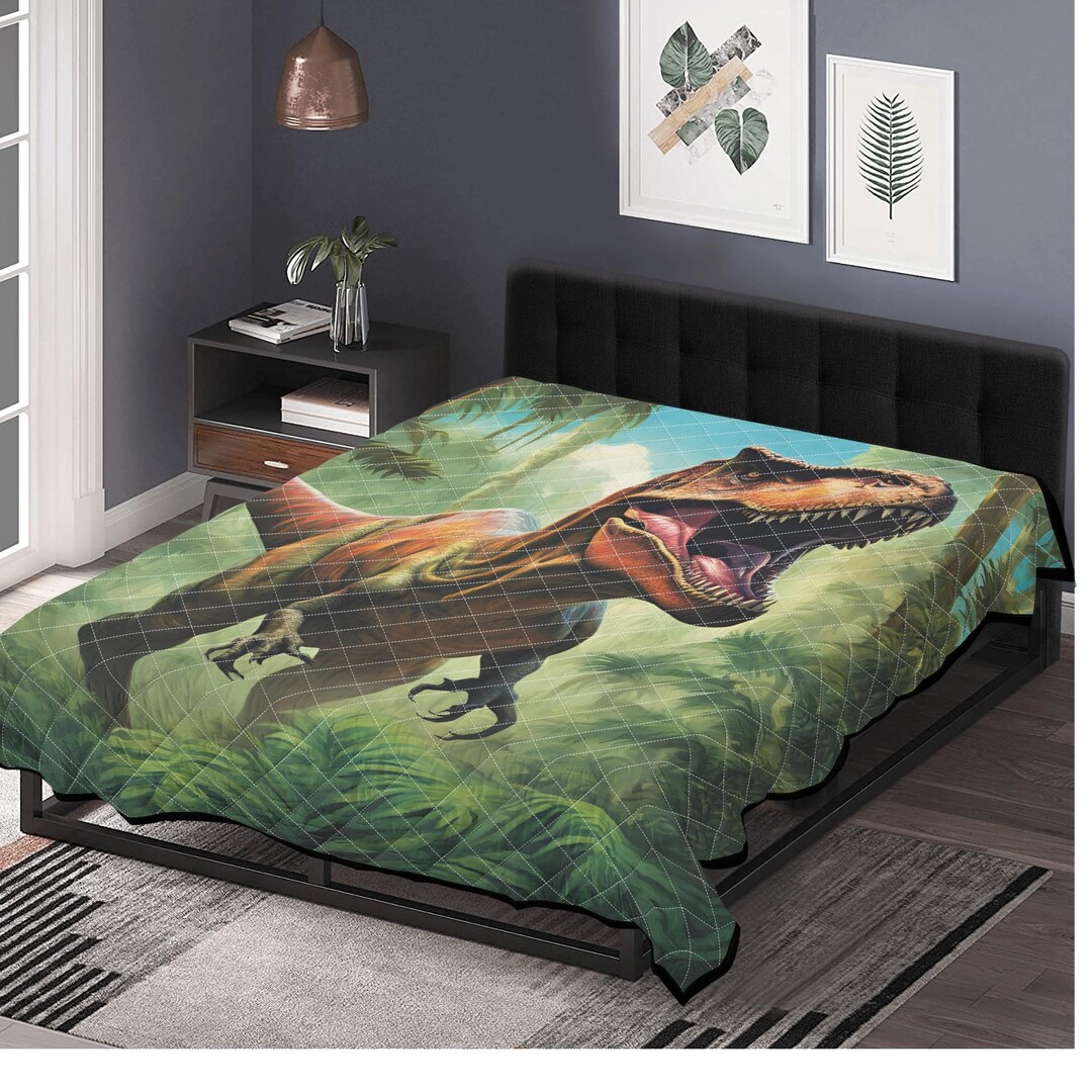 T-rex Dinosaur Bed Quilt Warm Ultra Soft Bedding tyrannosaurus Warn Bed ...