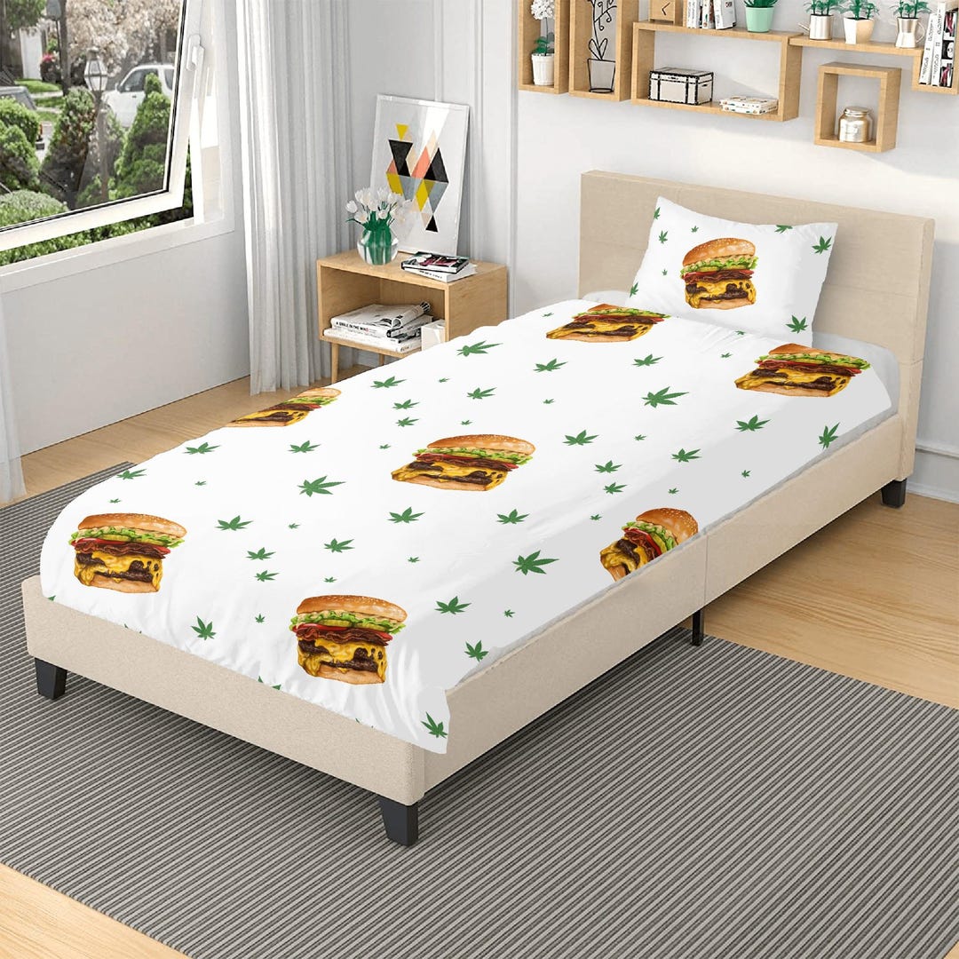 Cheeseburger MCDS Burger Noodles Bed Sheet Set 3 Pcs Beddings Dank ...