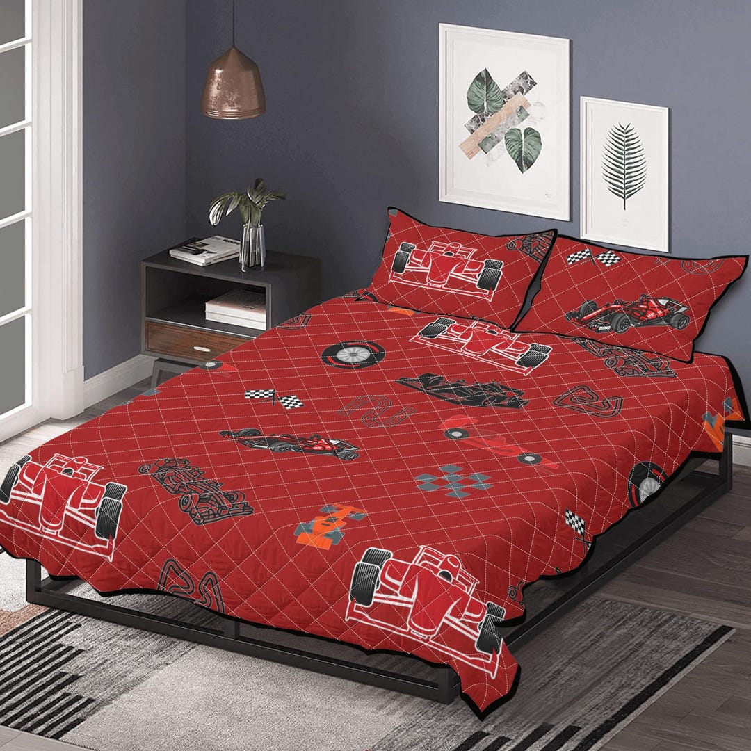 Formula 1 Italy Red Quilt Bedding Set Great Gift for Toddler, Birthday ...