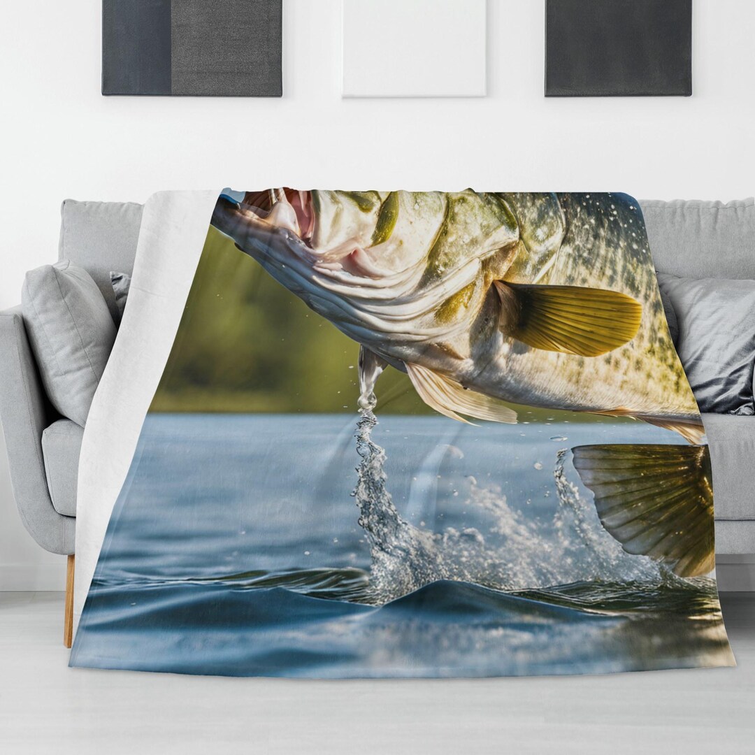 Bass Fishing Breathable Blanket 4 Sizes, Nature Fishing Style Blanky ...
