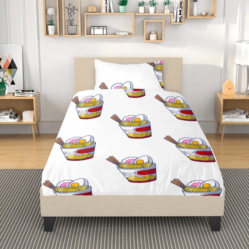 Goodluck Japanese Dish Ramen Noodles Bed Sheet Set 3 Pcs Beddings Soft ...