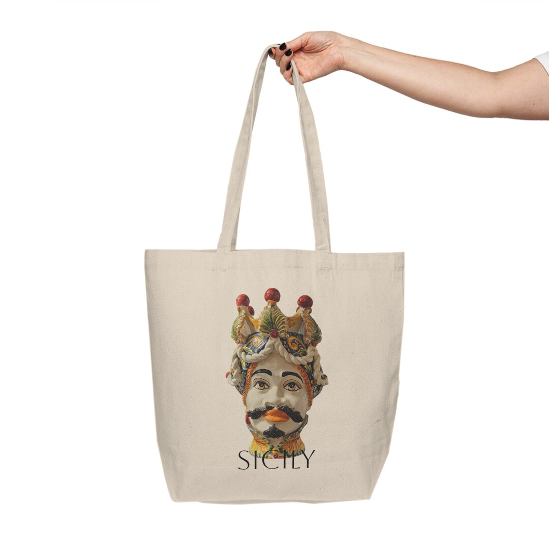 Moor Heads Moors Tote Bag With Symbol of Sicily Trinacria, Sicilian ...