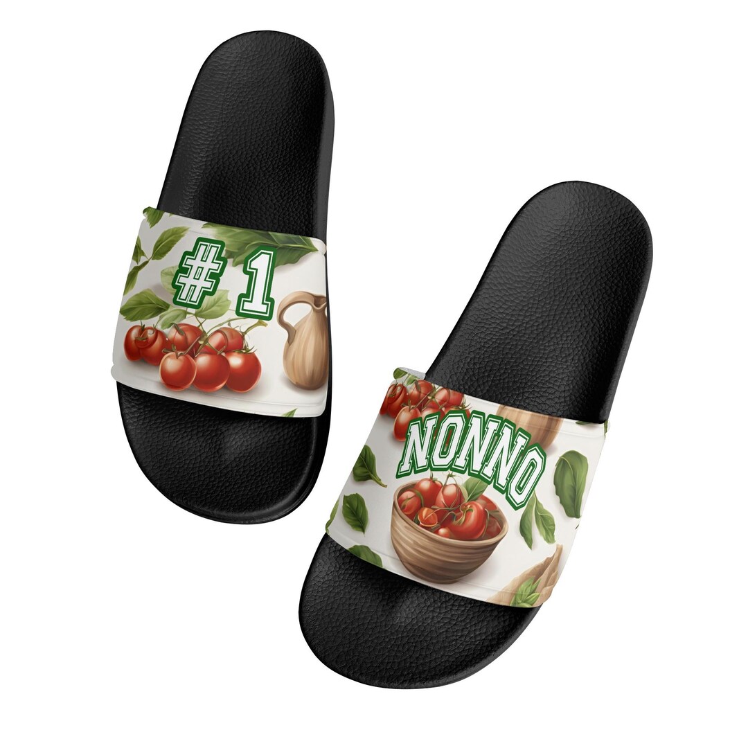 Nonno 1 Slippers Best Nonna Ever Men's PVC Black and White House Slides ...