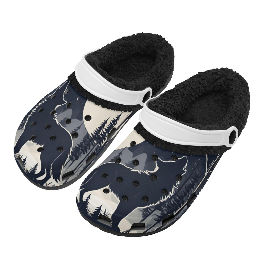 Wolf Howling at the Moon Clogs Men's and Women's Ultimate Comfort ...