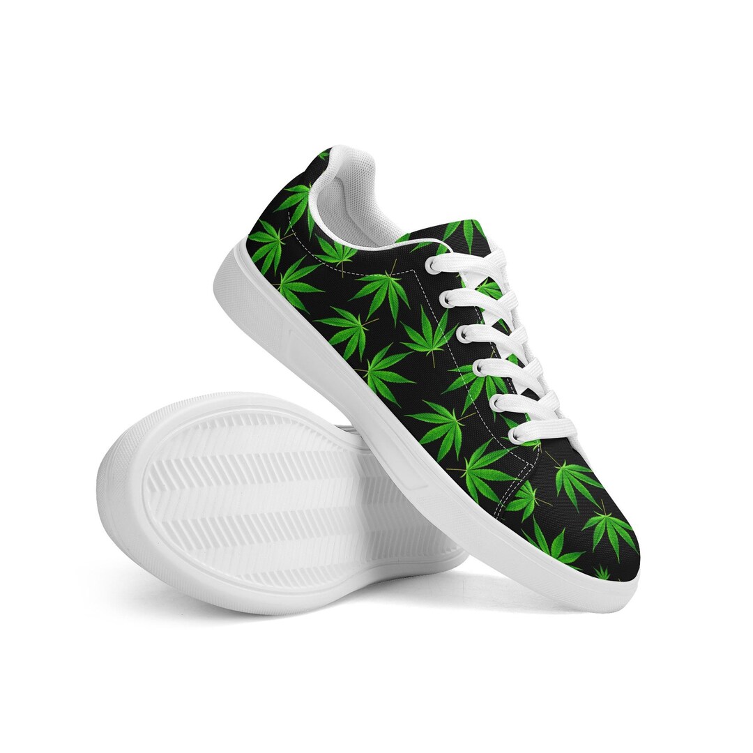 Weed Cannabis Adult Lightweight Brand Low Top Canvas Shoes Pot Leaf ...