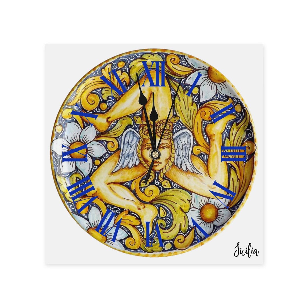 Trinacria Triskelion Three Legged Women Square Wall Clock gift for ...