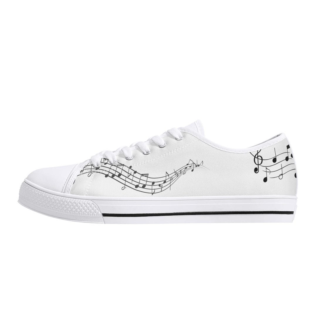 Music Note Patterned Lady Women's Lightweight Low Top Canvas Shoes ...