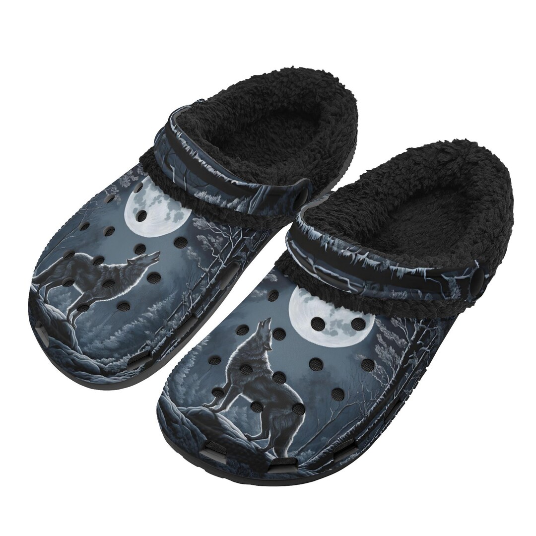 Wolf Howling at the Moon Clogs Men's and Women's Ultimate Comfort ...