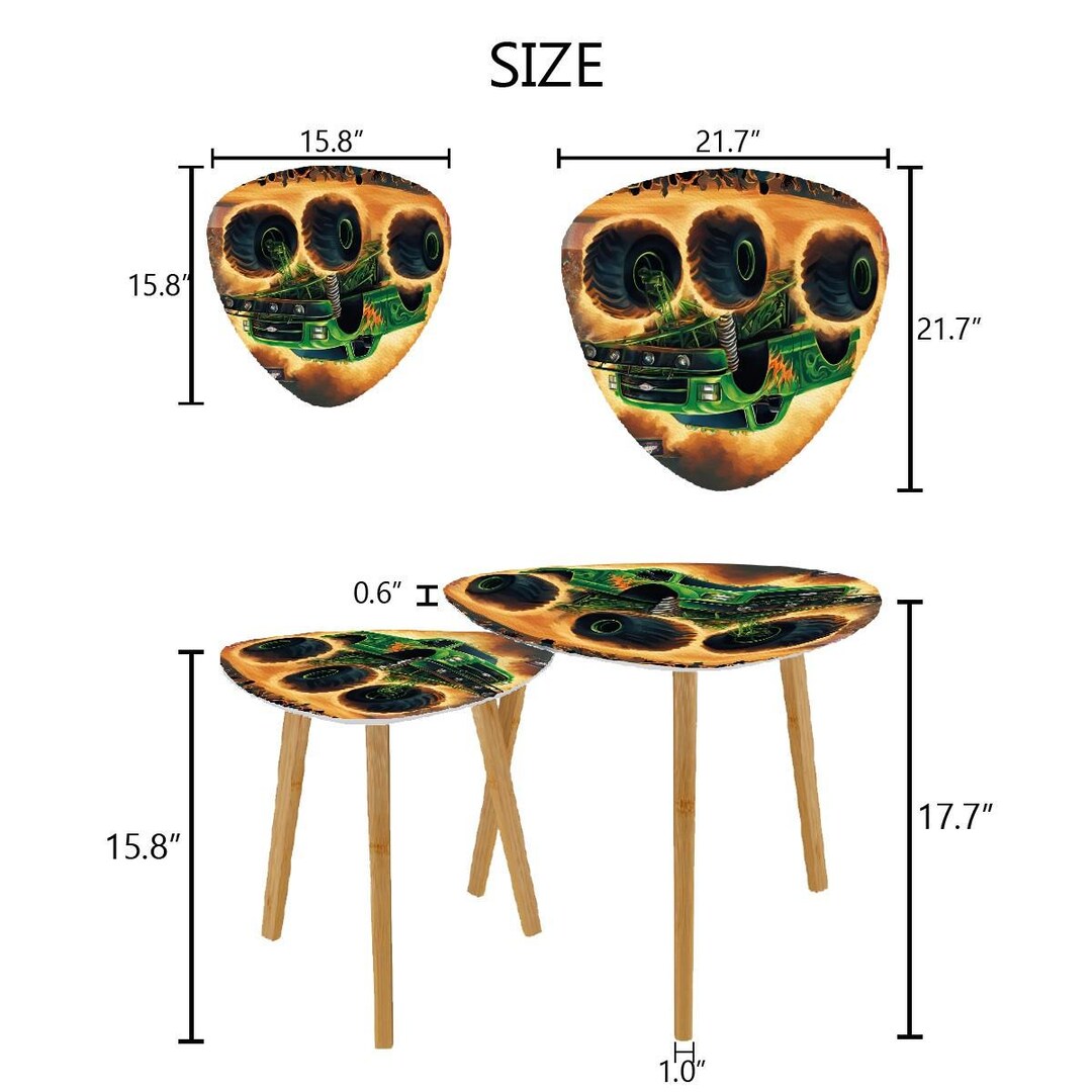 Monster Truck Bamboo Table Set of 2 Triangle Coffee Tables - Bright ...