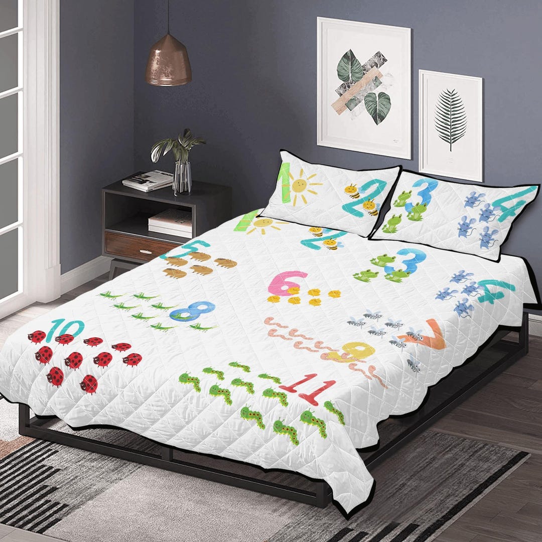 School Learn Counting Numbers - Kids Bedding Set - Quilt Cover Quilted ...