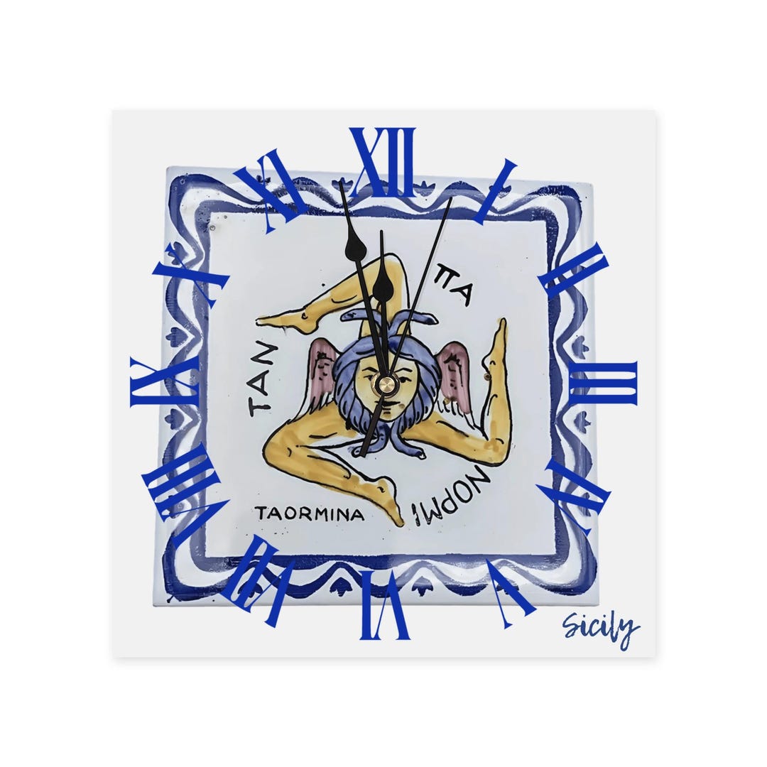 Trinacria Clock Sicilian Symbol of the Siciliano Culture in Sicily ...